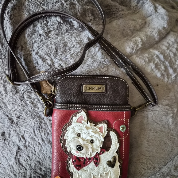 Chala | Bags | Chala Red And Brown Small Crossbody Bag With Westie ...